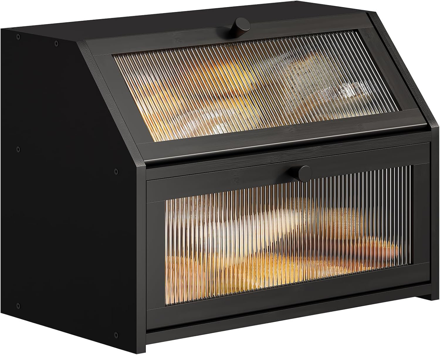 Hokku Designs Double Layer Bread Box For Kitchen Counter Bamboo Wood ...