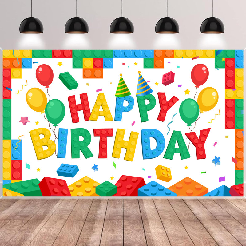 The Party Aisle™ Building Block Backdrop,71'' x 43'' Building Block ...