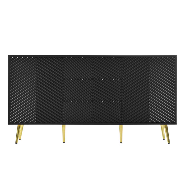 Mercer41 Modern Sideboard With Geometric Line Design | Wayfair