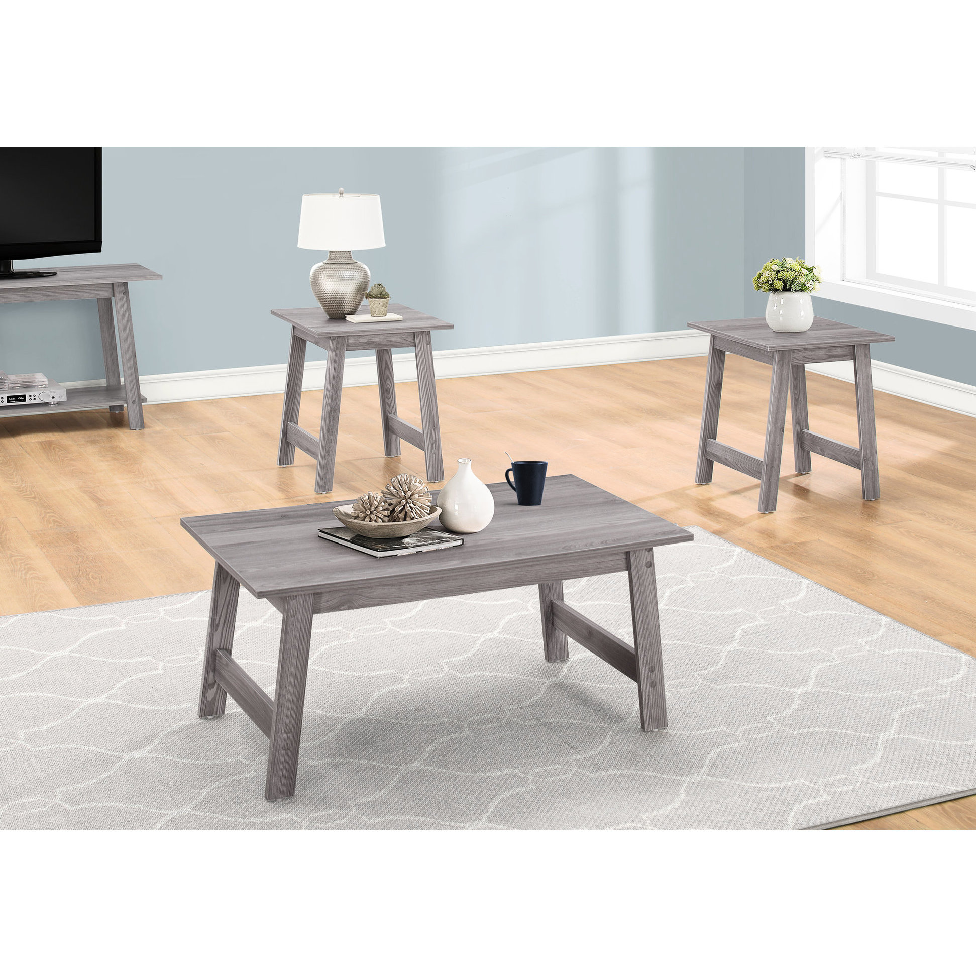 Latitude Run® Aryadne 3 Table In Grey - Coffee, End & Side Tables For ...