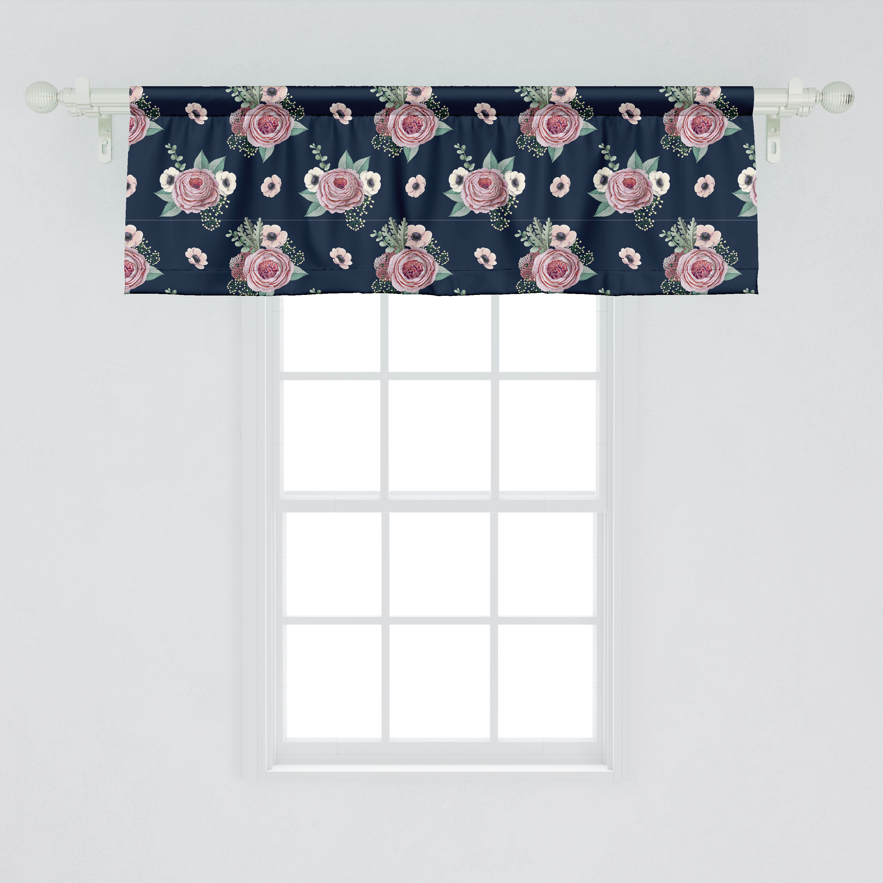 Ambesonne Vintage Rose Valance Pack of 2 Minimalist Flowers 54"X18 ...