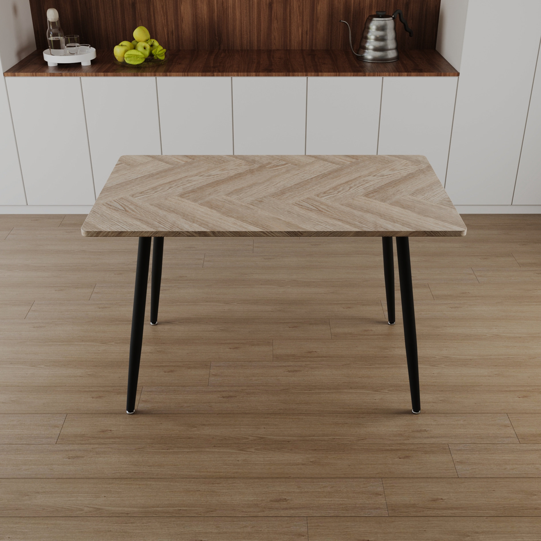 George Oliver Small Sized Wood Dining Table With Black Metal Legs ...