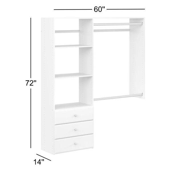 Dotted Line™ Liz 36 In. - 60 In. W Truffle Wood Closet System & Reviews ...