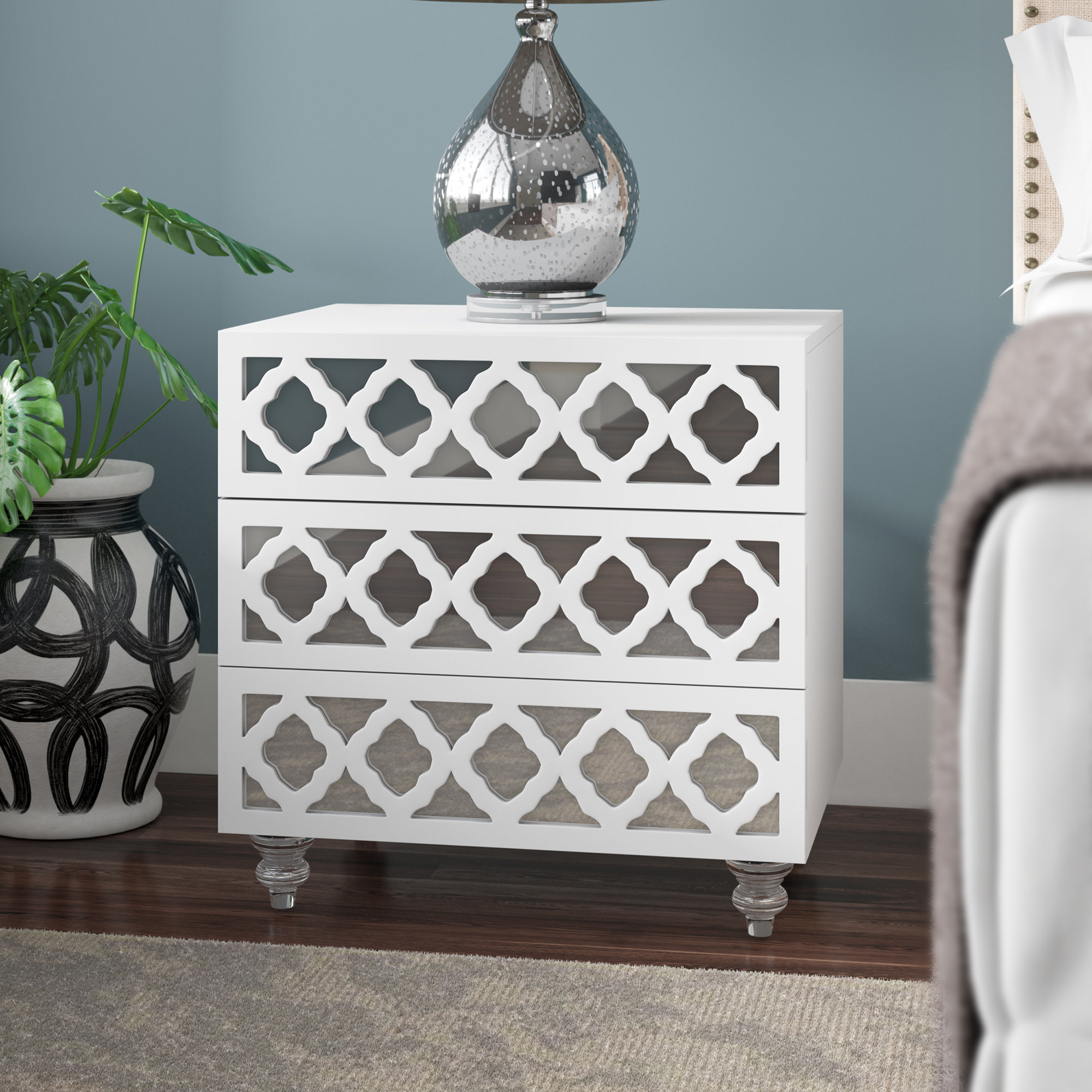 Brayden Studio Lacquer Finish Lucite Leg Side Table/Accent Table ...