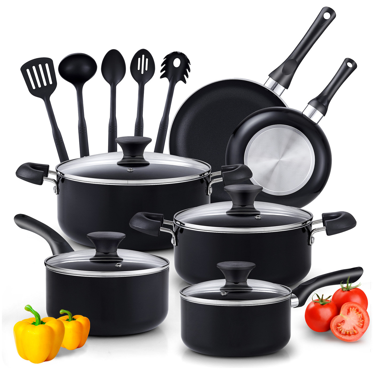 Cook N Home Pots and Pans Nonstick Kitchen Cookware Set & Reviews | Wayfair