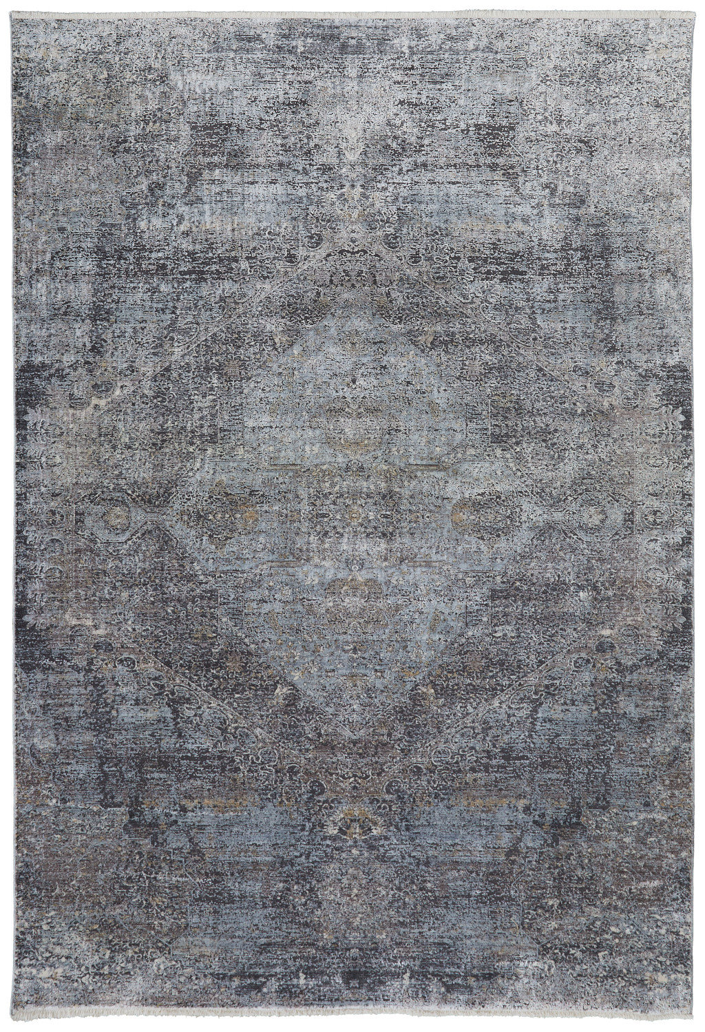 HomeRoots 8' X 10' Gray and Silver Abstract Power Loom Worn Faded Area ...