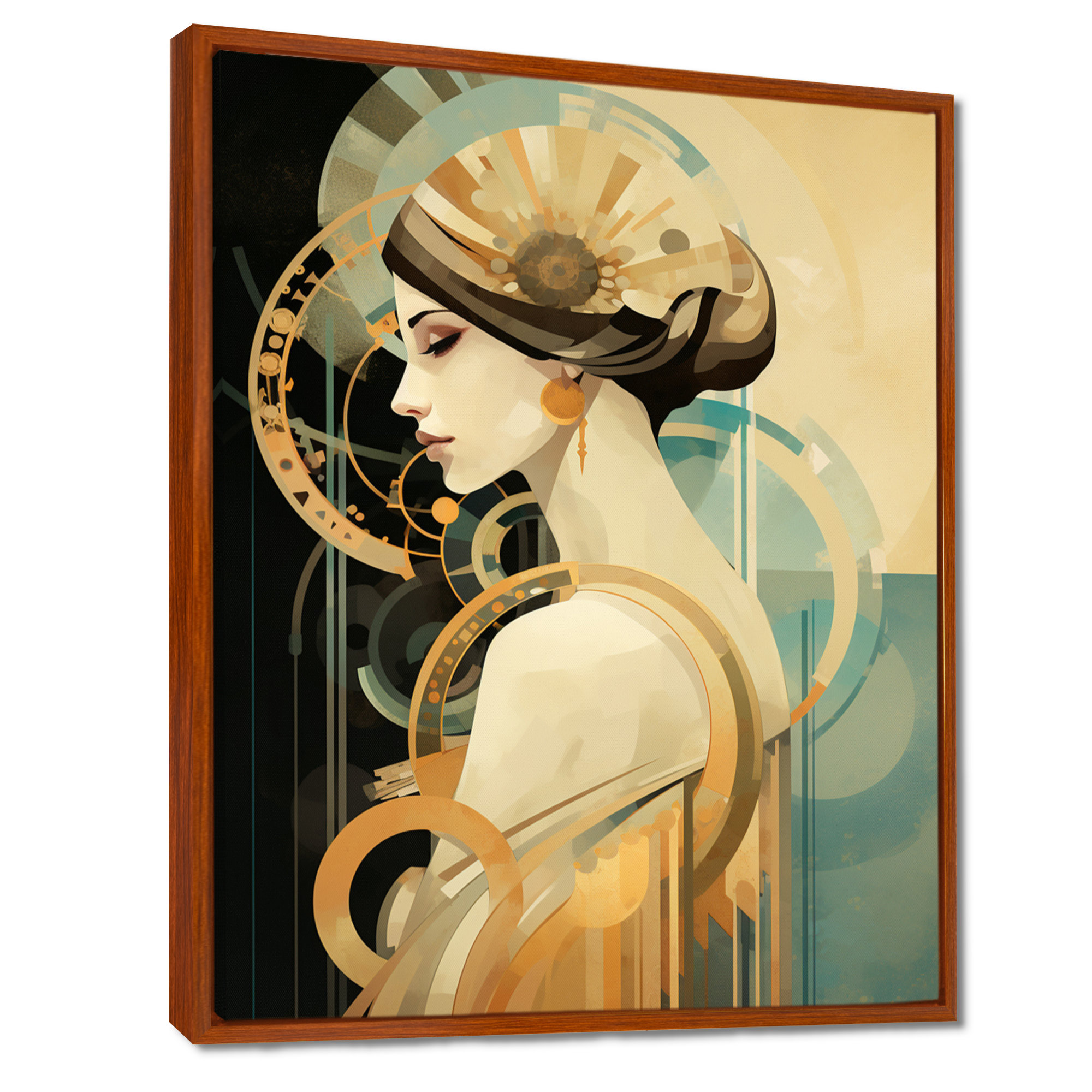 Winston Porter Art Deco Portrait Fade Retro Blue - Modern Woman Wall ...