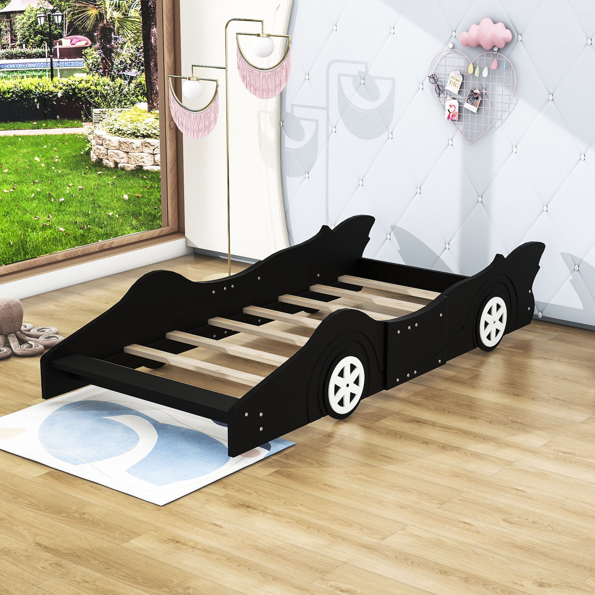 Isabelle & Max™ Adone Race Car-Shaped Platform Bed Frame with Wheels ...