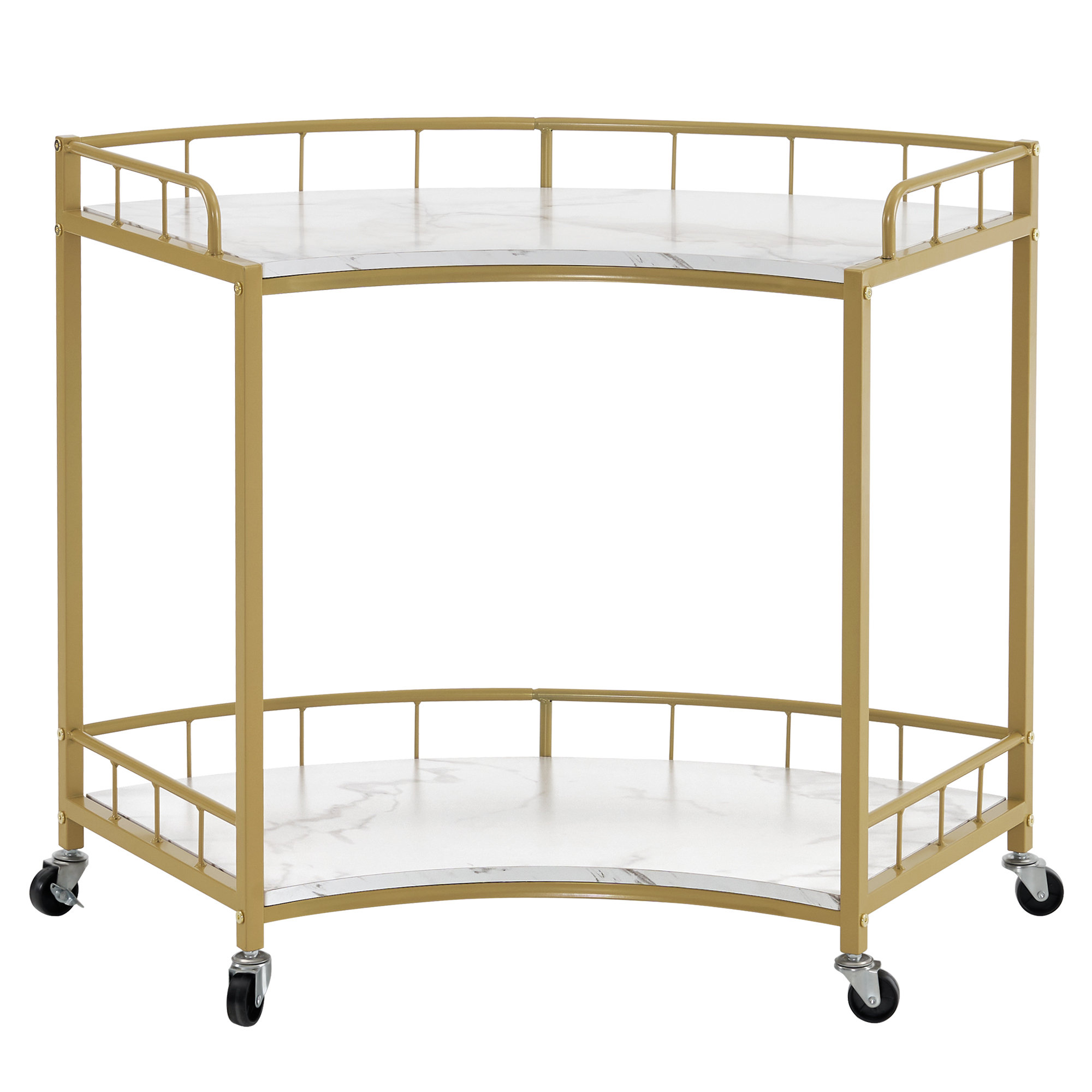 Mercer41 Kimverly Salon Trolley with Double Shelves Metal Frame Utility ...