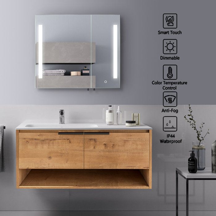 Ivy Bronx Alexyss 30'' W 26'' H Surface Mount Framed Medicine Cabinet ...