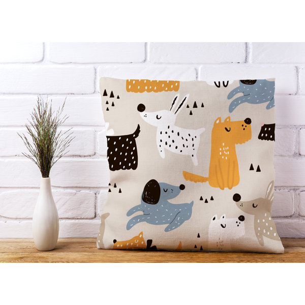 Harriet Bee Frese HAND DRAWN DOGS Square Throw Cushion With Filling ...