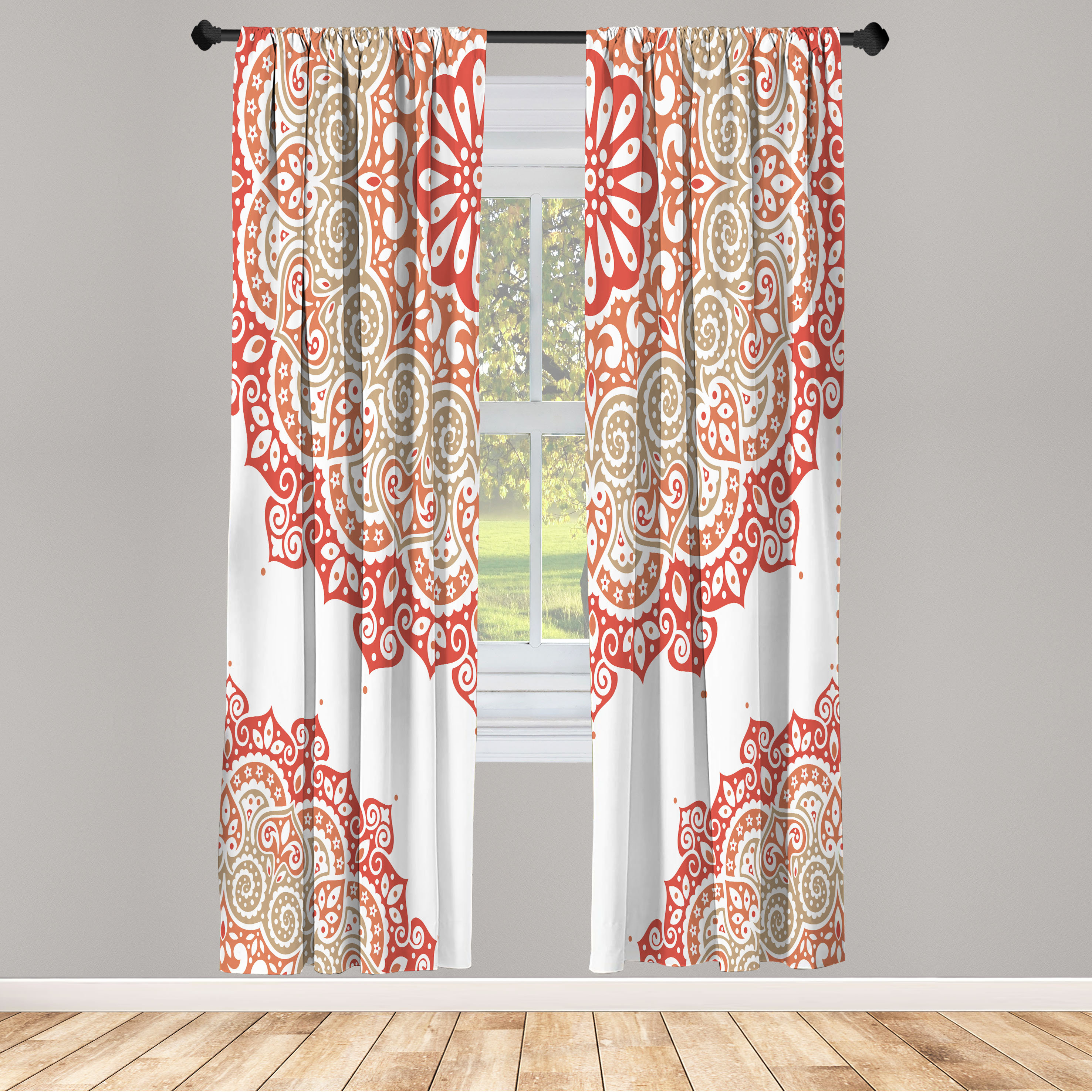 Ebern Designs Oriental Curtains, Soft Colors Mandala Print, Pair of 28 ...