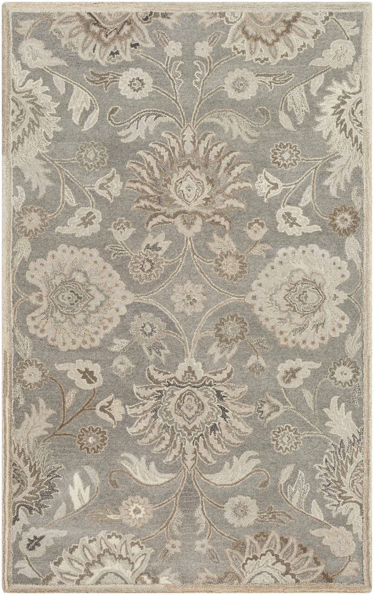 Lark Manor Applegate Floral Hand-Tufted Wool Taupe/Camel/Gray Area Rug ...