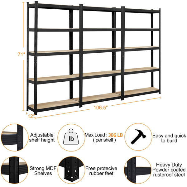 17 Stories 35.5'' W Metal Height -Adjustable Shelving Unit & Reviews ...