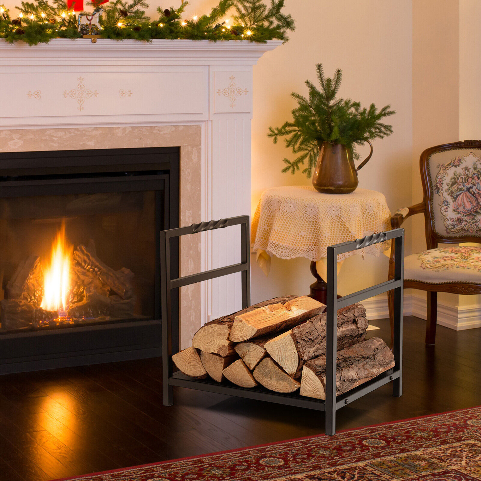 Ebern Designs Portuna 16" W x 13.5" D Metal Log Rack | Wayfair