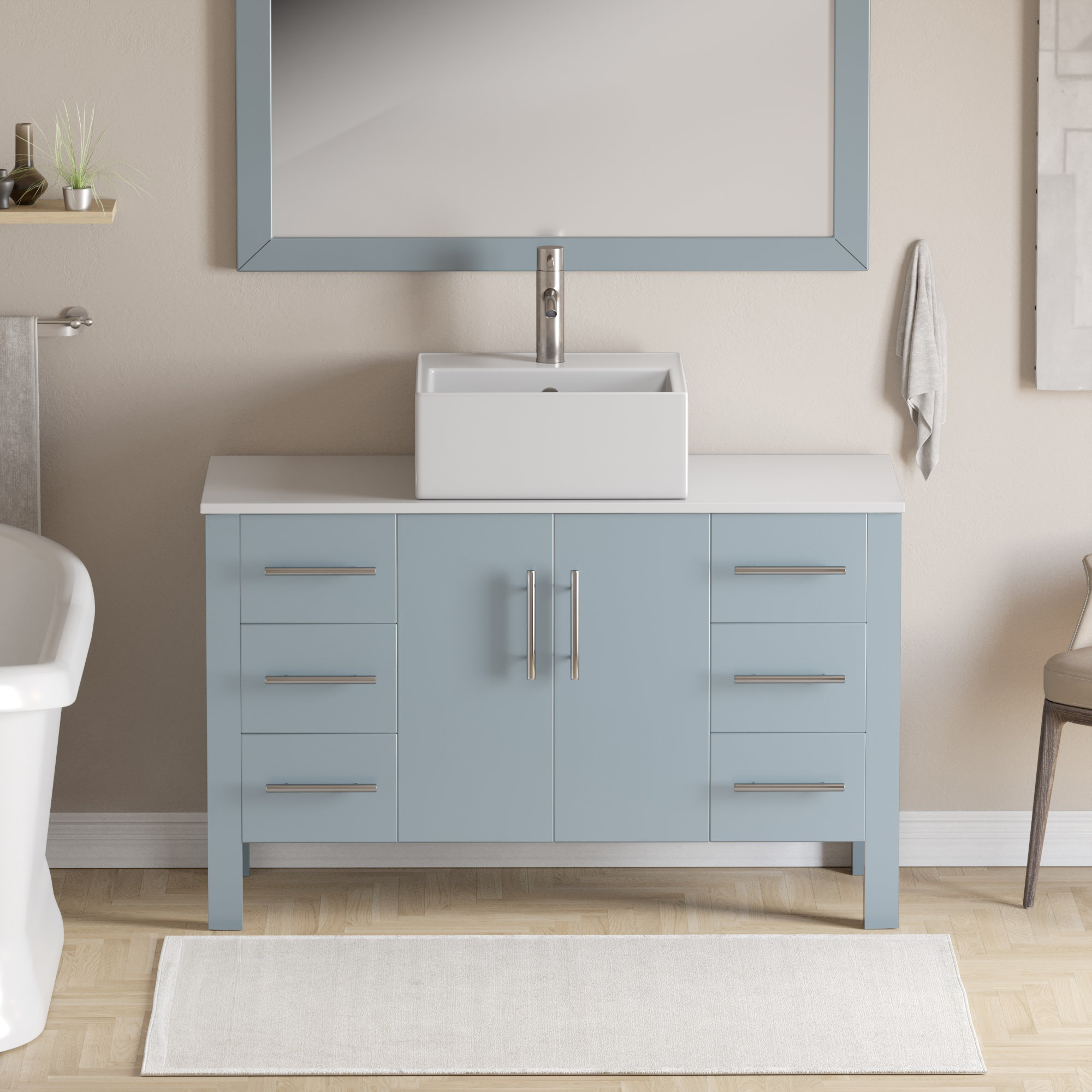 Wrought Studio Sharan 48'' Single Bathroom Vanity with Ceramic Top with ...