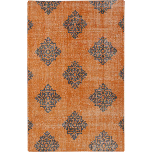 Charlton Home® Adnan Handmade Hand-Knotted Wool Burnt Orange Rug | Wayfair