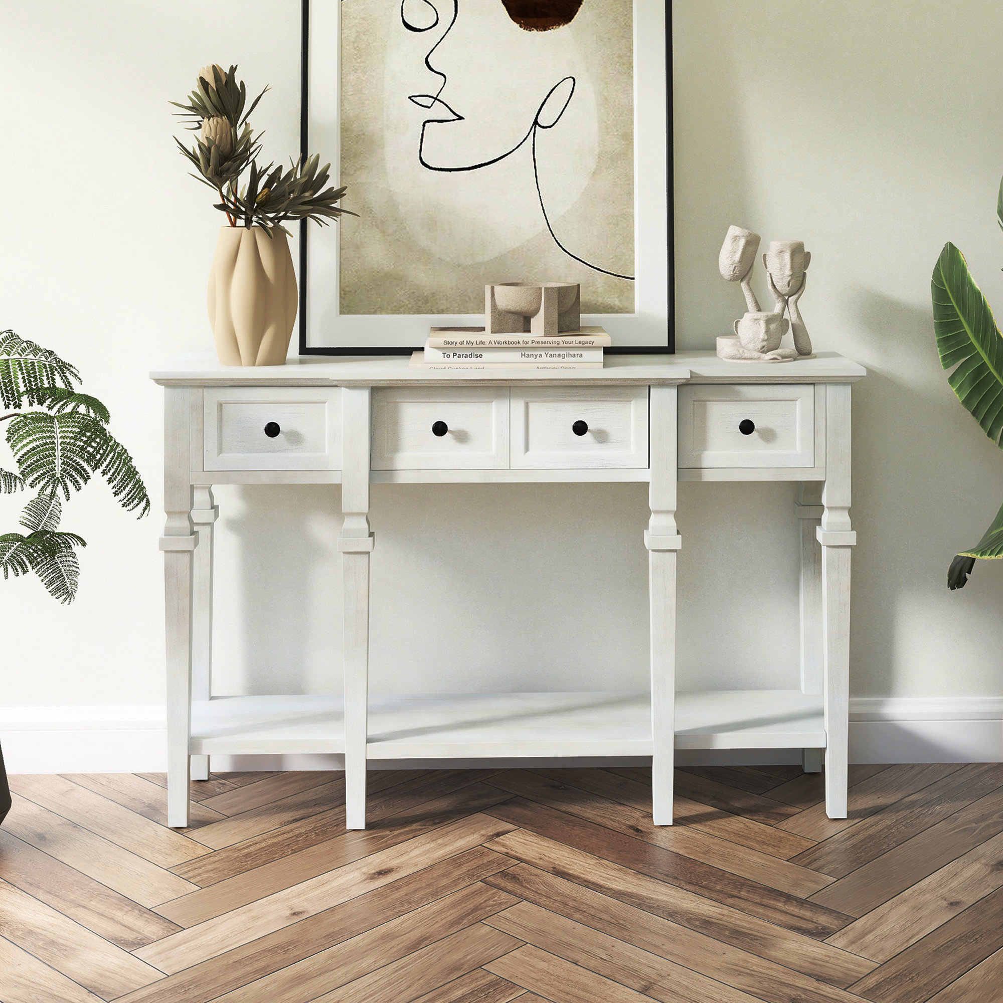 Alcott Hill® Antique Exquisite Carving Console Table With Two Drawers ...