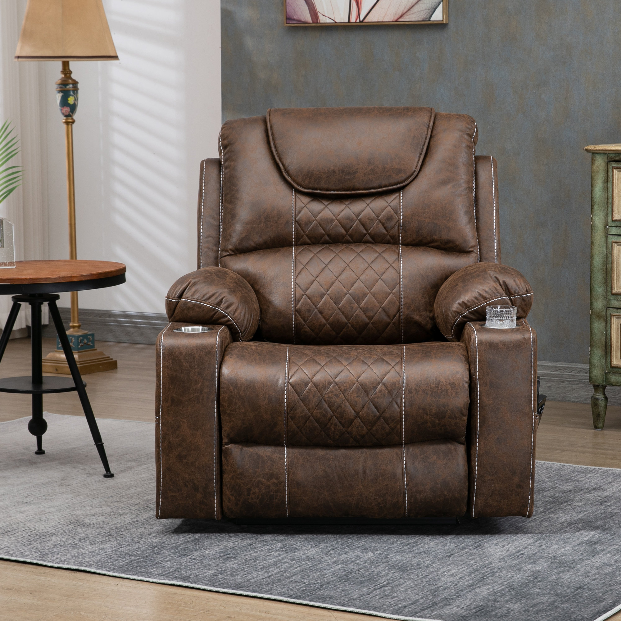 Hokku Designs Palmera 38"W Dual Electric Power Lift Recliner Chair with ...