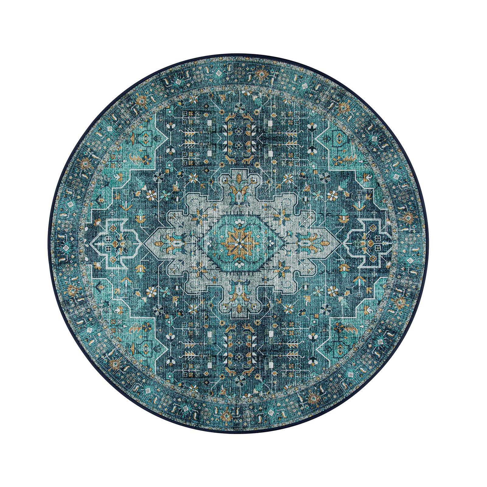 Bungalow Rose Round Vollenhove Round: Round 4’ Area Rug with Non-Slip ...