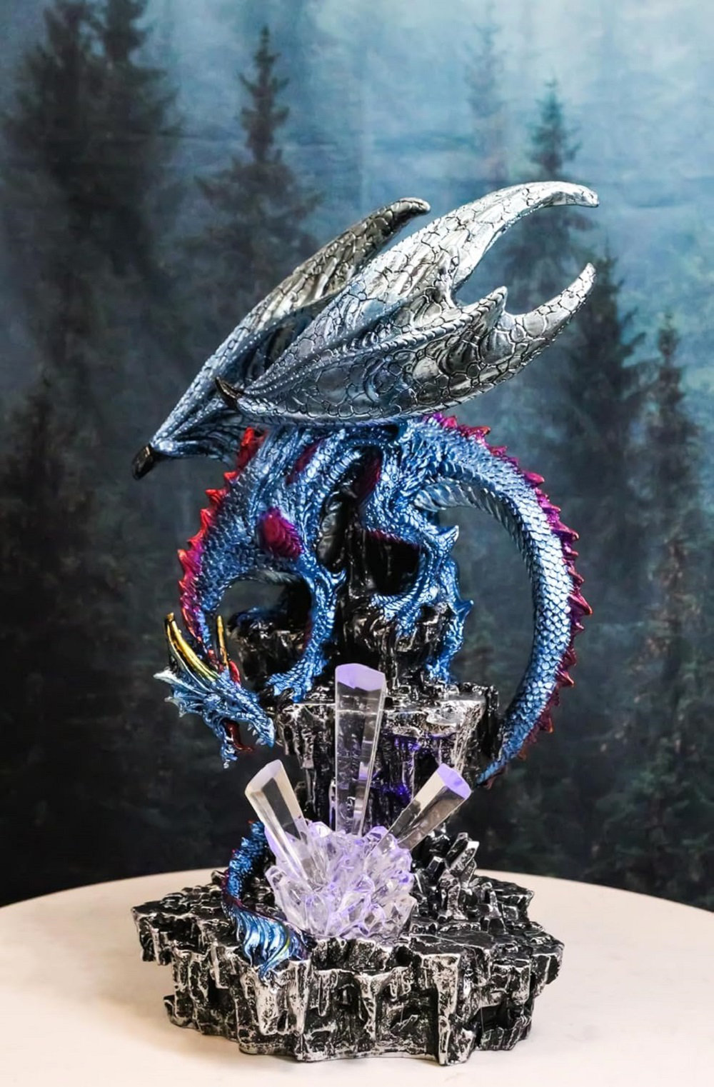 Mercer41 Metallic Blue Dragon With Magenta Spikes Guarding Bottle Ice ...