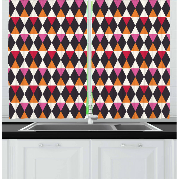 East Urban Home Geometric Pointed 55'' W Kitchen Curtain in | Wayfair