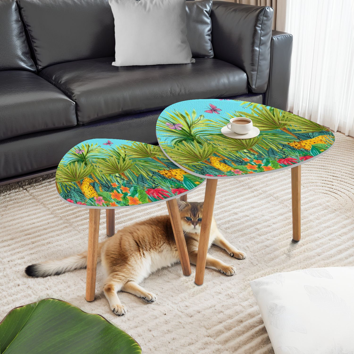 George Oliver Triangle Nesting Coffee Table Set of 2 Watercolor ...