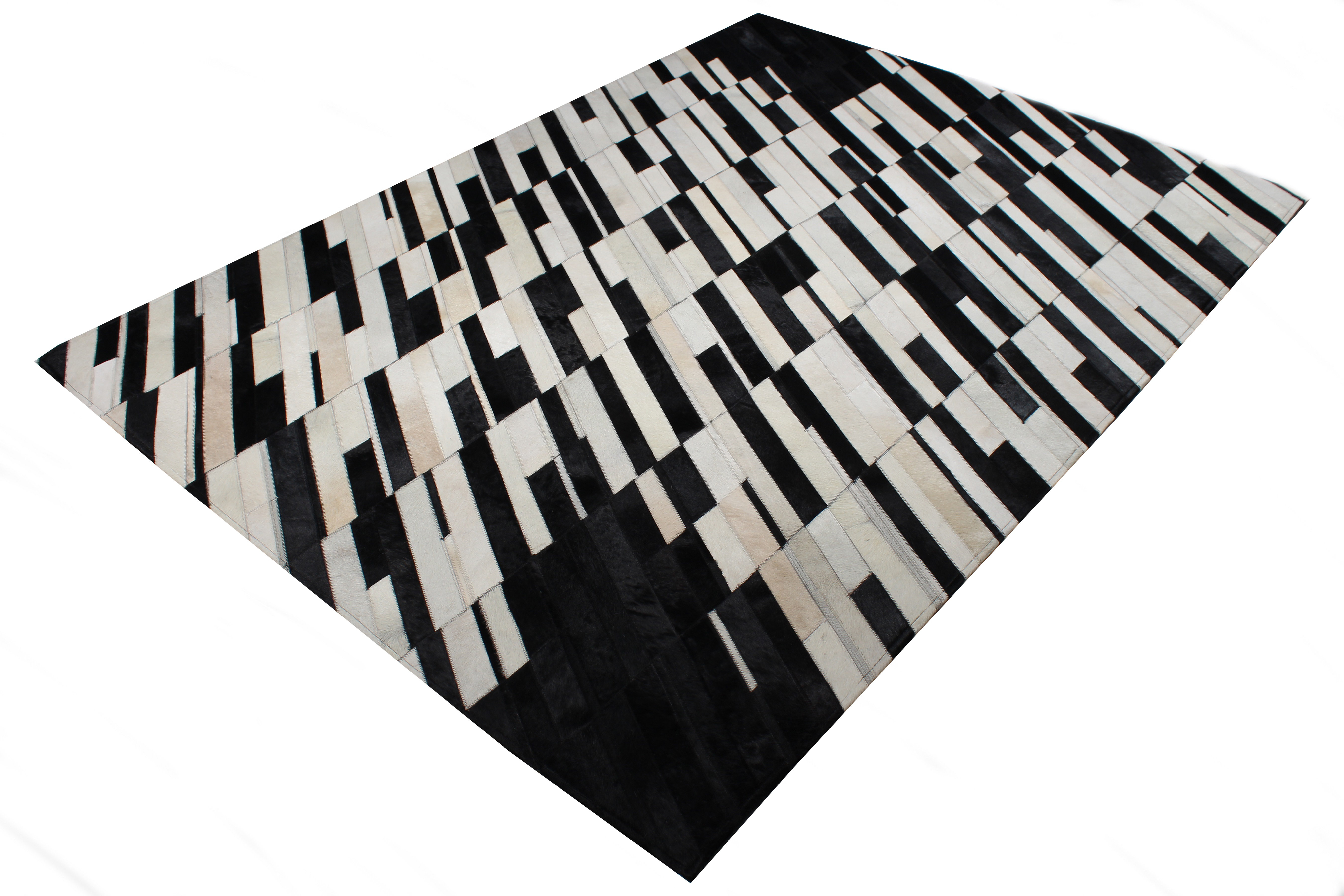 Latitude Run® Patchwork Handmade Leather Cow Skin Hide Black and White ...