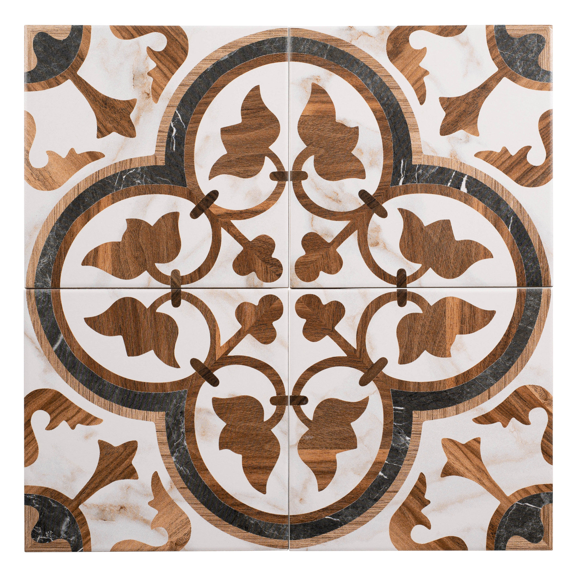 Andova Istanelle Anatol Brown 8-in. Encaustic Patterned Matte Porcelain ...