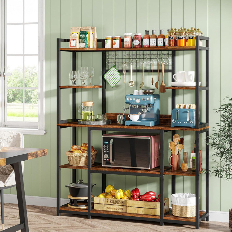 Kiflic Large Bakers Rack, Kitchen Hutch Cabinet Microwave Stand with 11 ...