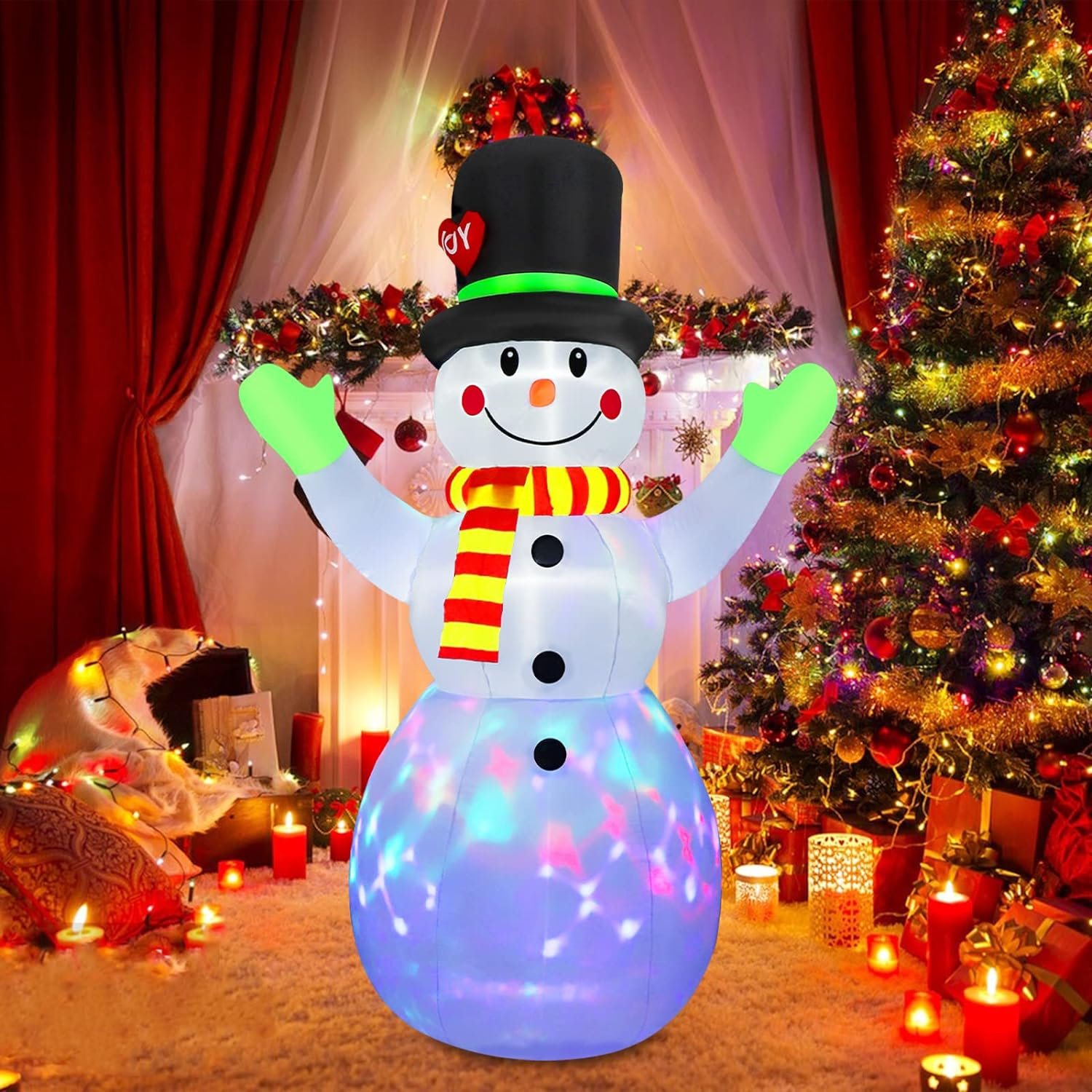 The Holiday Aisle® 7 FT Christmas Inflatables Embrace Snowman Outdoor ...