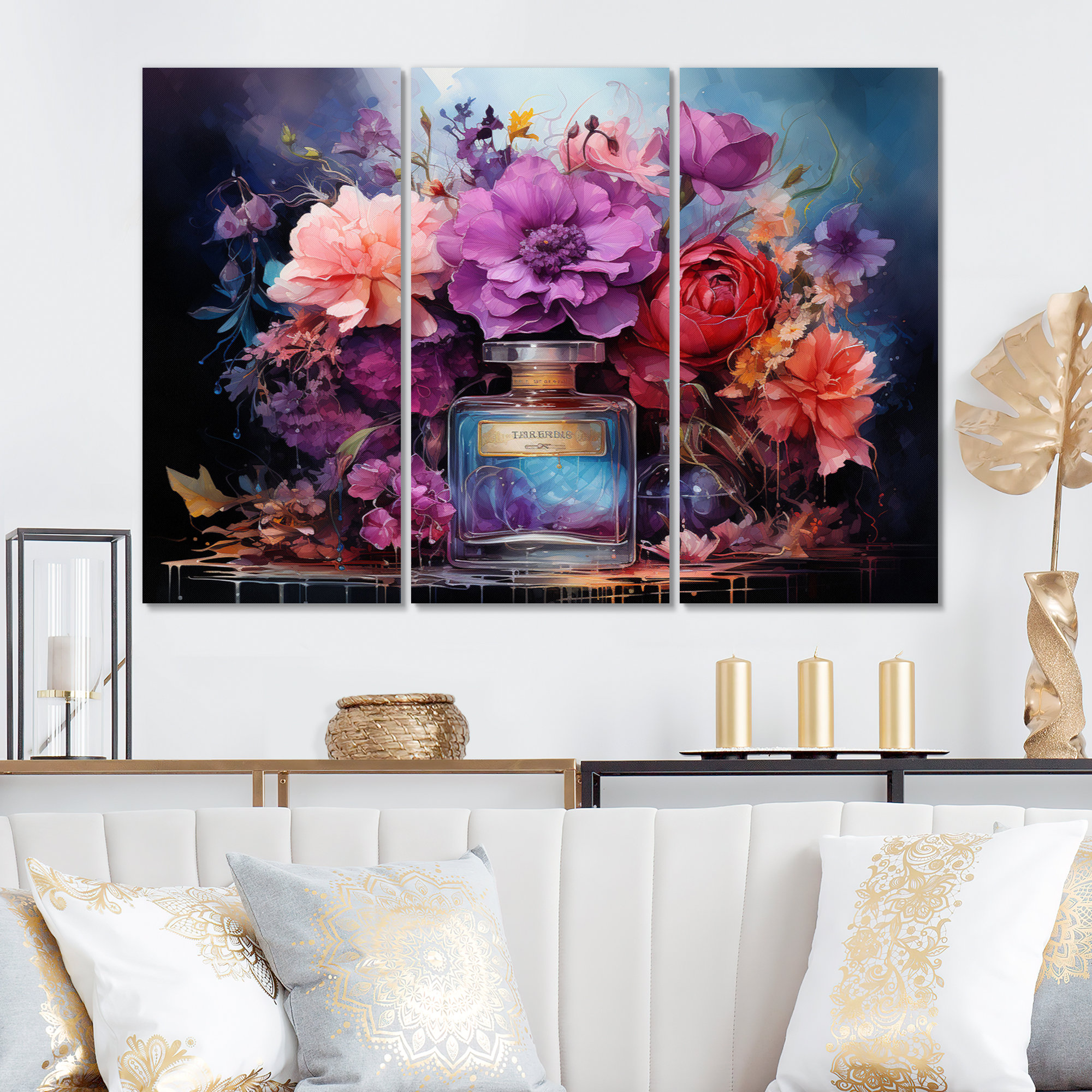 Design Art 3 Floral Perfume Vibrant Elegance IV Wall Decor Set Metal | Wayfair
