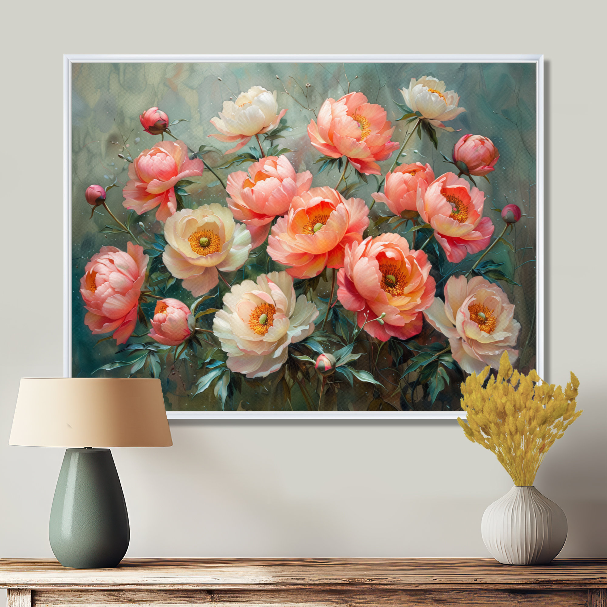 Winston Porter Pink White Garden Of Dreams Peonies - Peonies Wall Art ...