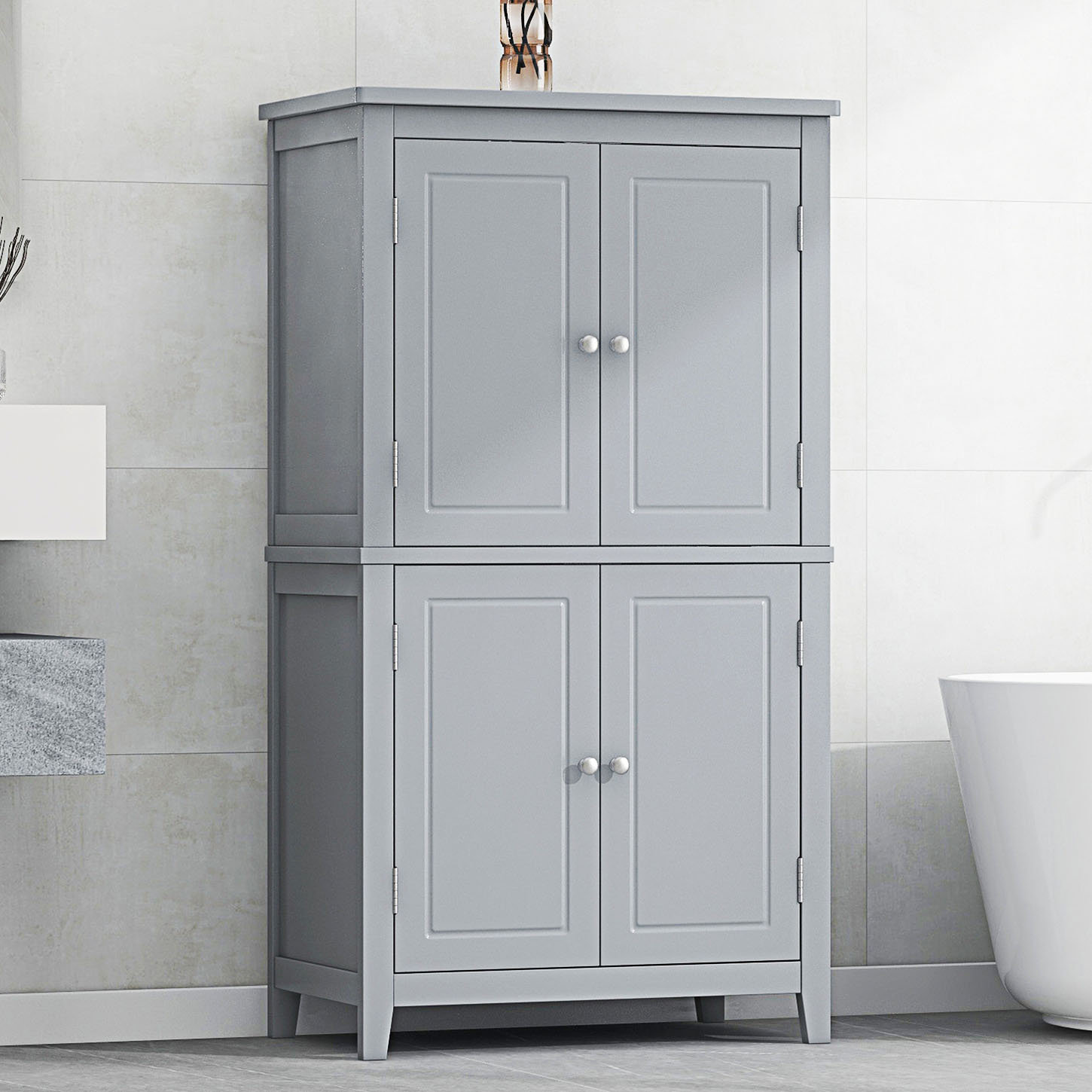 Winston Porter Elegant Bathroom Floor Storage Cabinet, Bathroom Storage ...