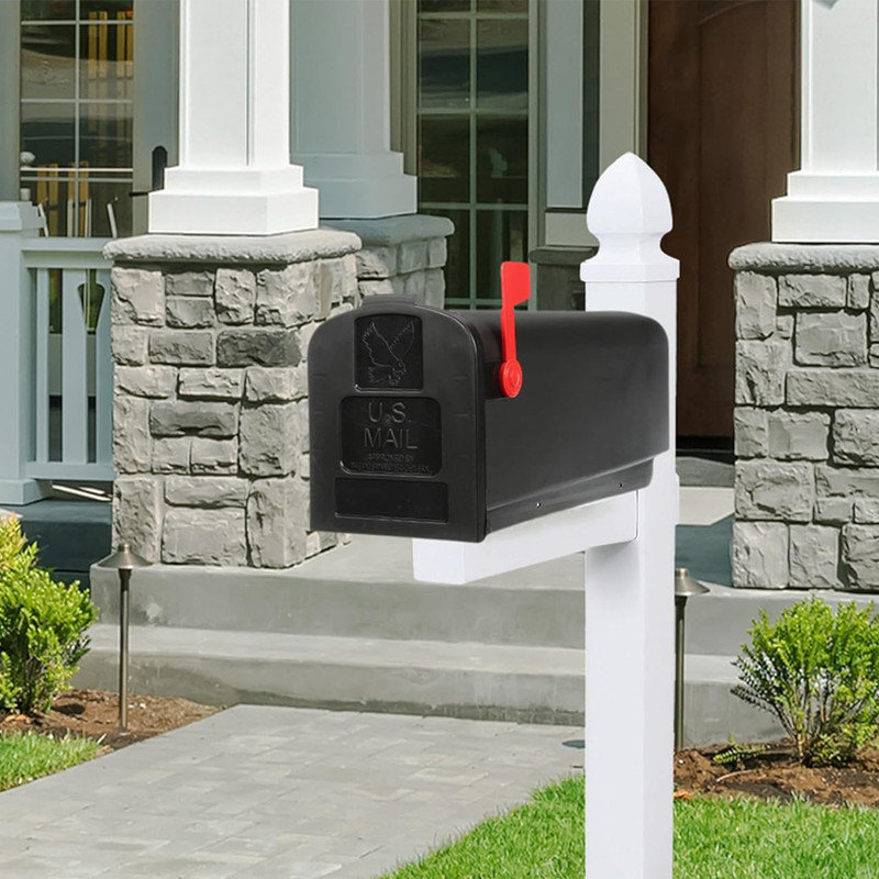 JASODI Medium Capacity, Plastic Post Mount Mailbox, Black | Wayfair