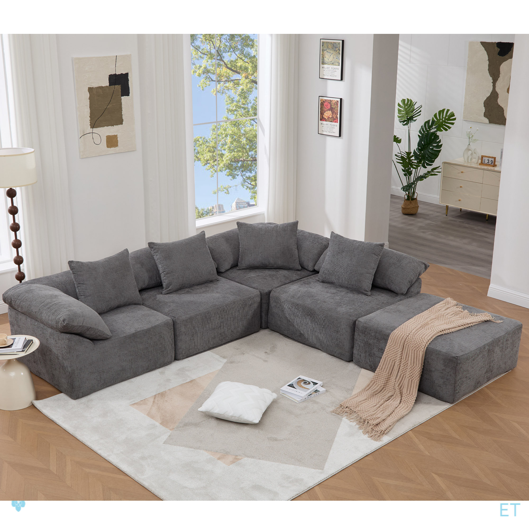 Latitude Run® 142" L Shaped Modular Sectional Sofa,No Assembly,5 Piece ...