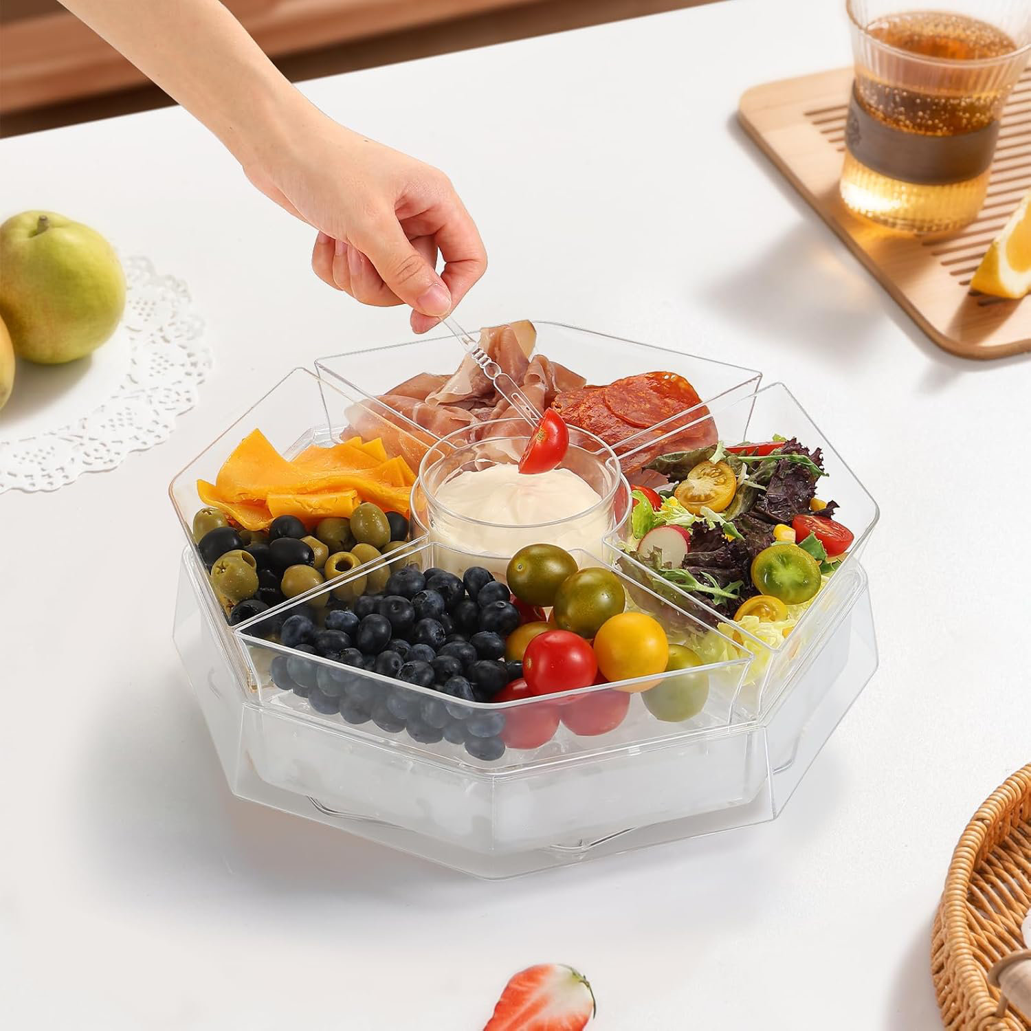 Prep & Savour Rotating Serving Tray with Lid with 5 Compartment | Wayfair