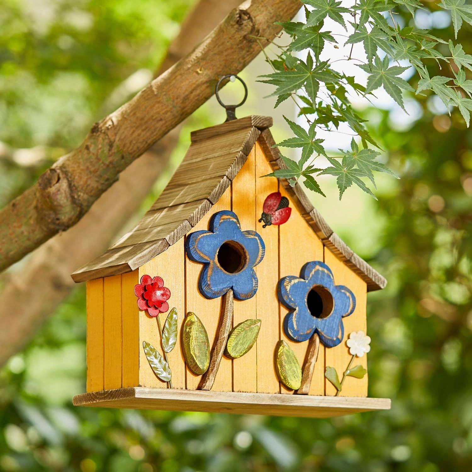 Ophelia & Co. 10.75" L Distressed Wood Hanging Birdhouse. - Wayfair Canada