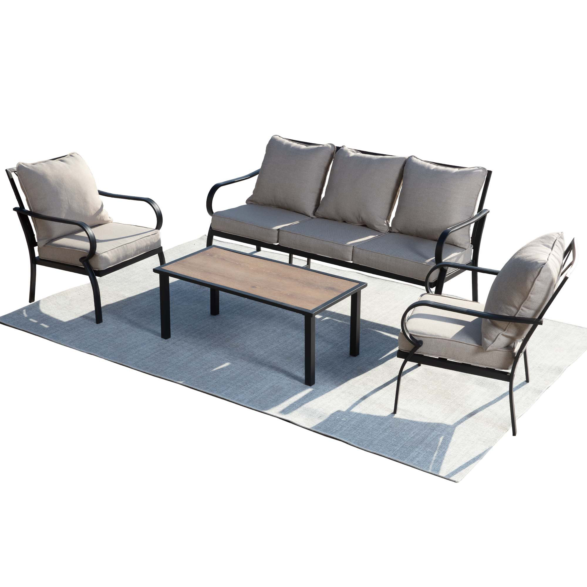 Winston Porter 5-Person Patio Conversation Set With Cushions - 3-Seat ...