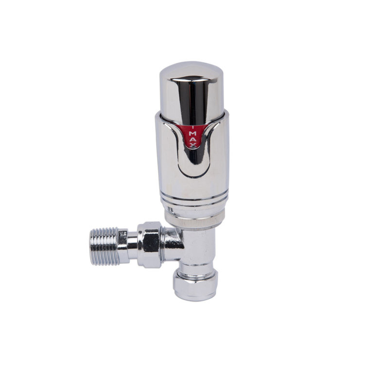 WFX Utility Angled Thermostatic Radiator Valve Bathroom Towel Rail TRV ...