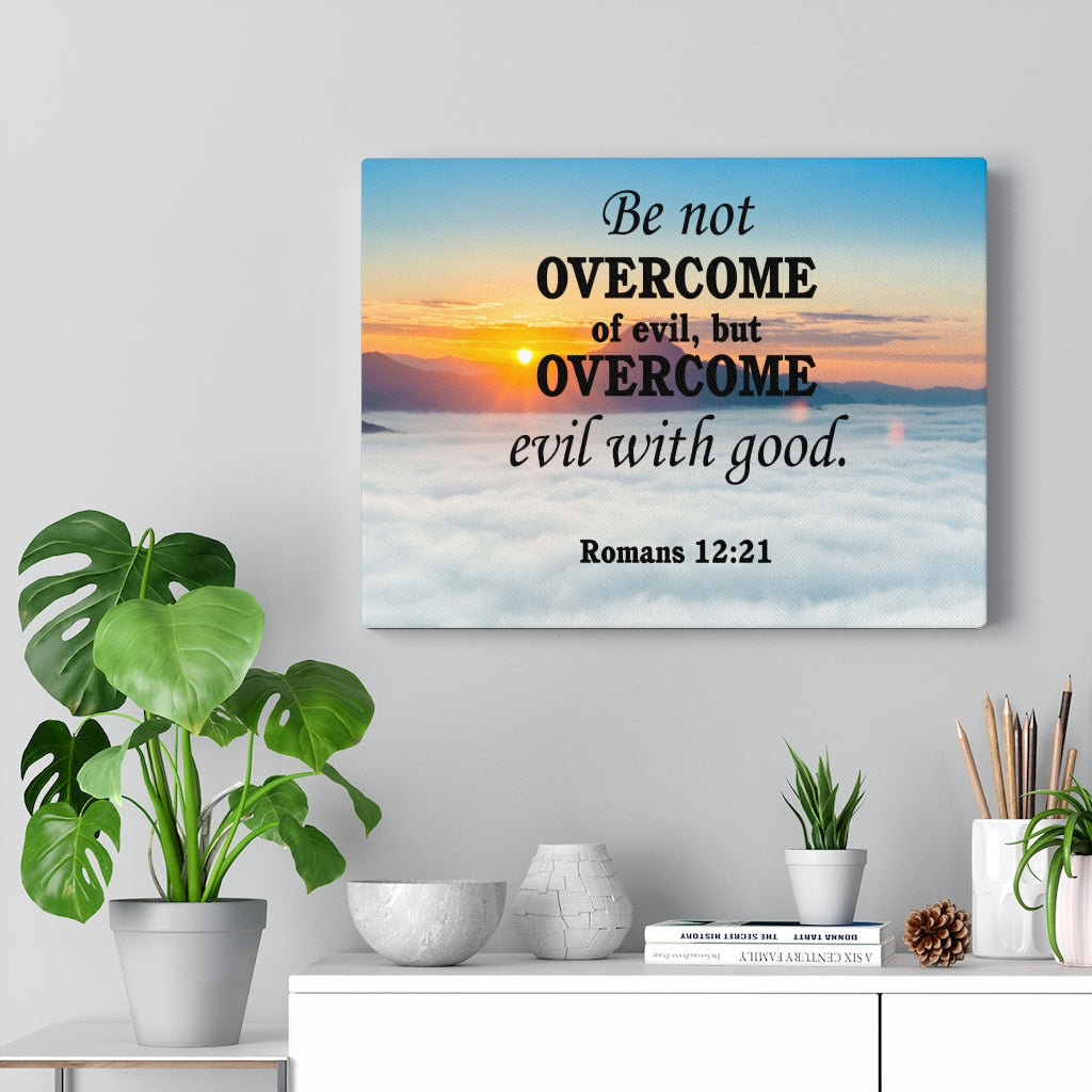 Blue Elephant Overcome with Good Romans 12:21 - Wrapped Canvas ...