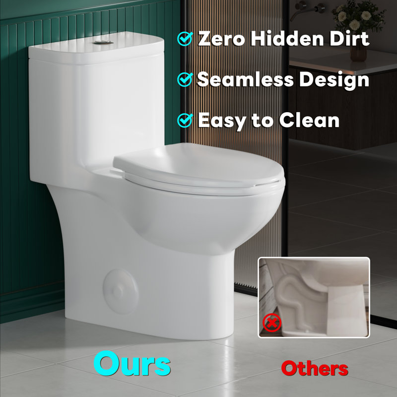 AKNIRL 17" Comfort Height Standard Toilet，Dual Flushing Modern ...