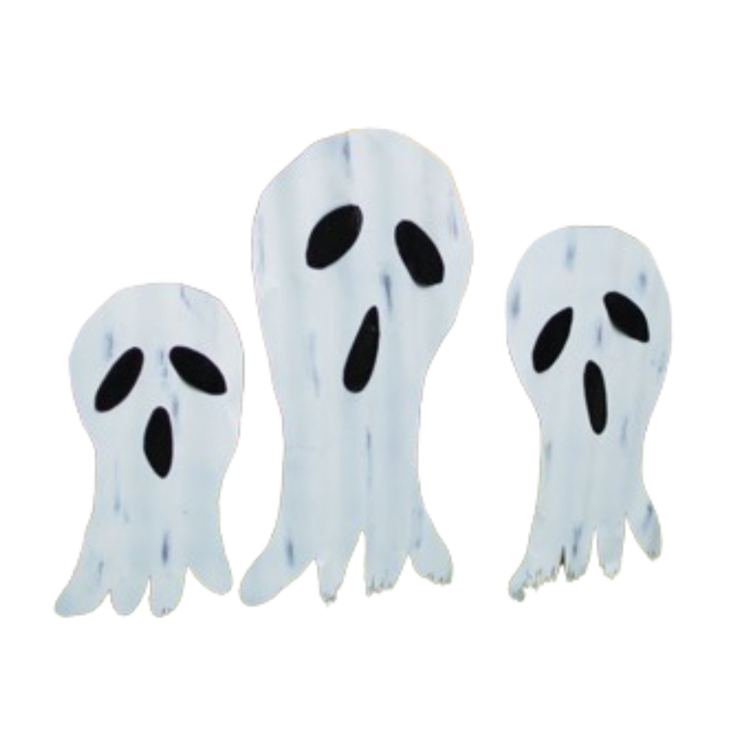 Kalalou 3 Pieces Set Modern Metal Corrugated Ghosts Yard Art in White ...