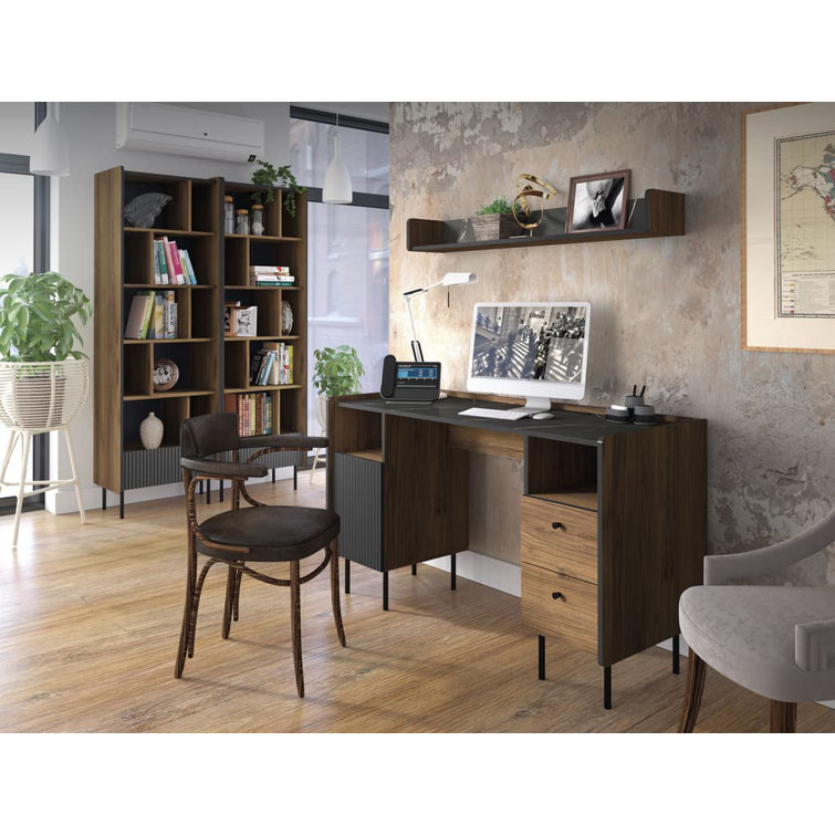 Brayden Studio Belizario 135cm W Rectangle Computer Desk with and ...