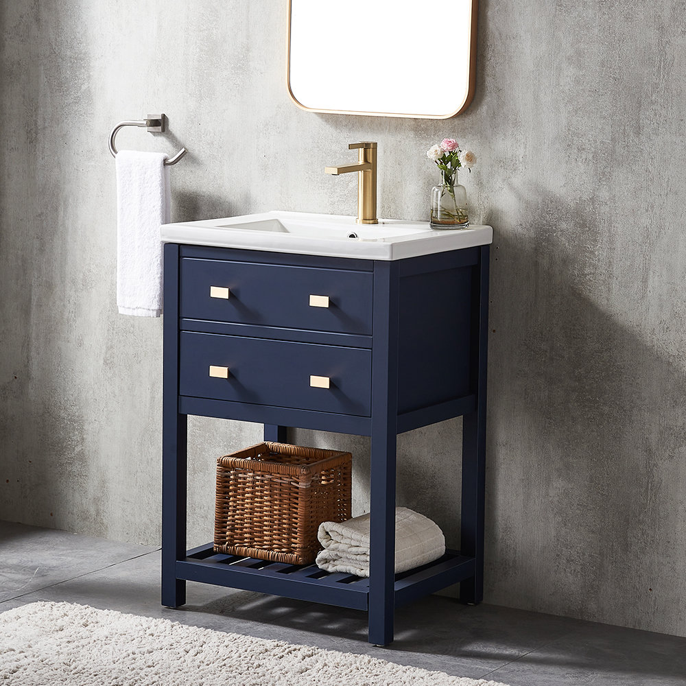 Ebern Designs Tamaria Modern 24" Blue Single Bathroom Vanity Set with ...