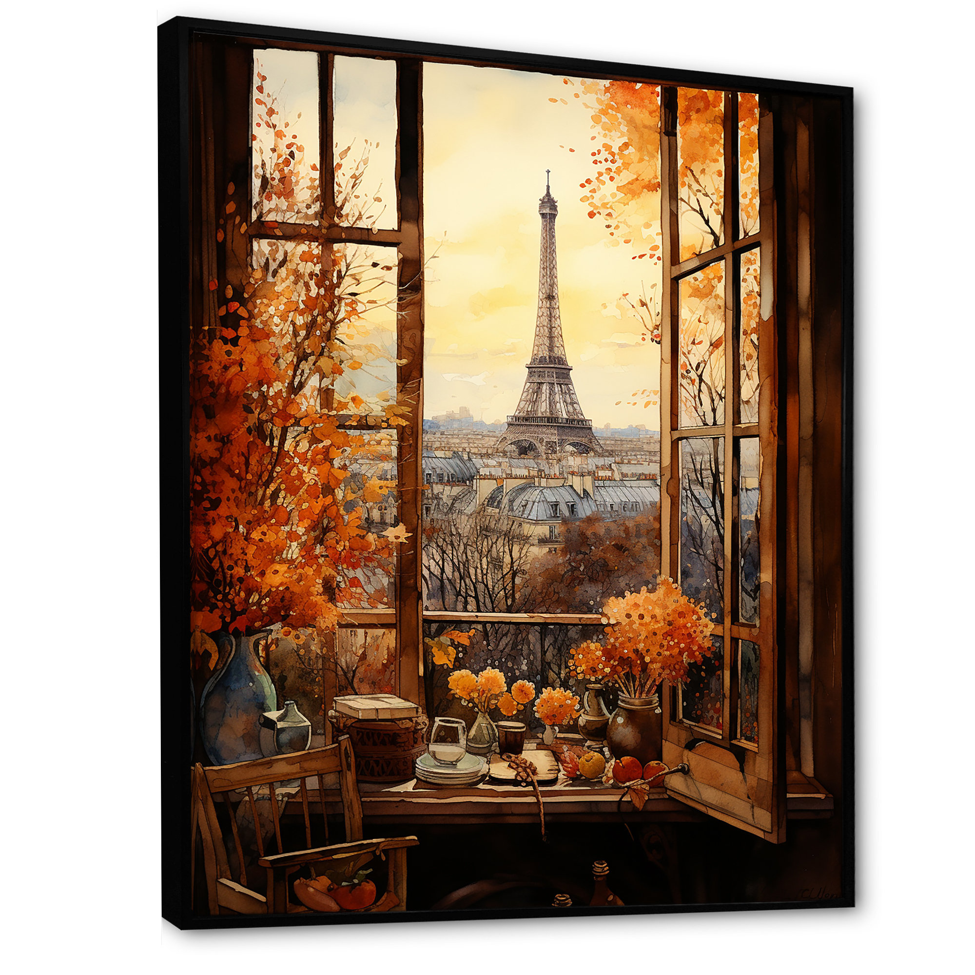 Winston Porter Vintage Paris Window View 2 - City Paris Wall Art | Wayfair