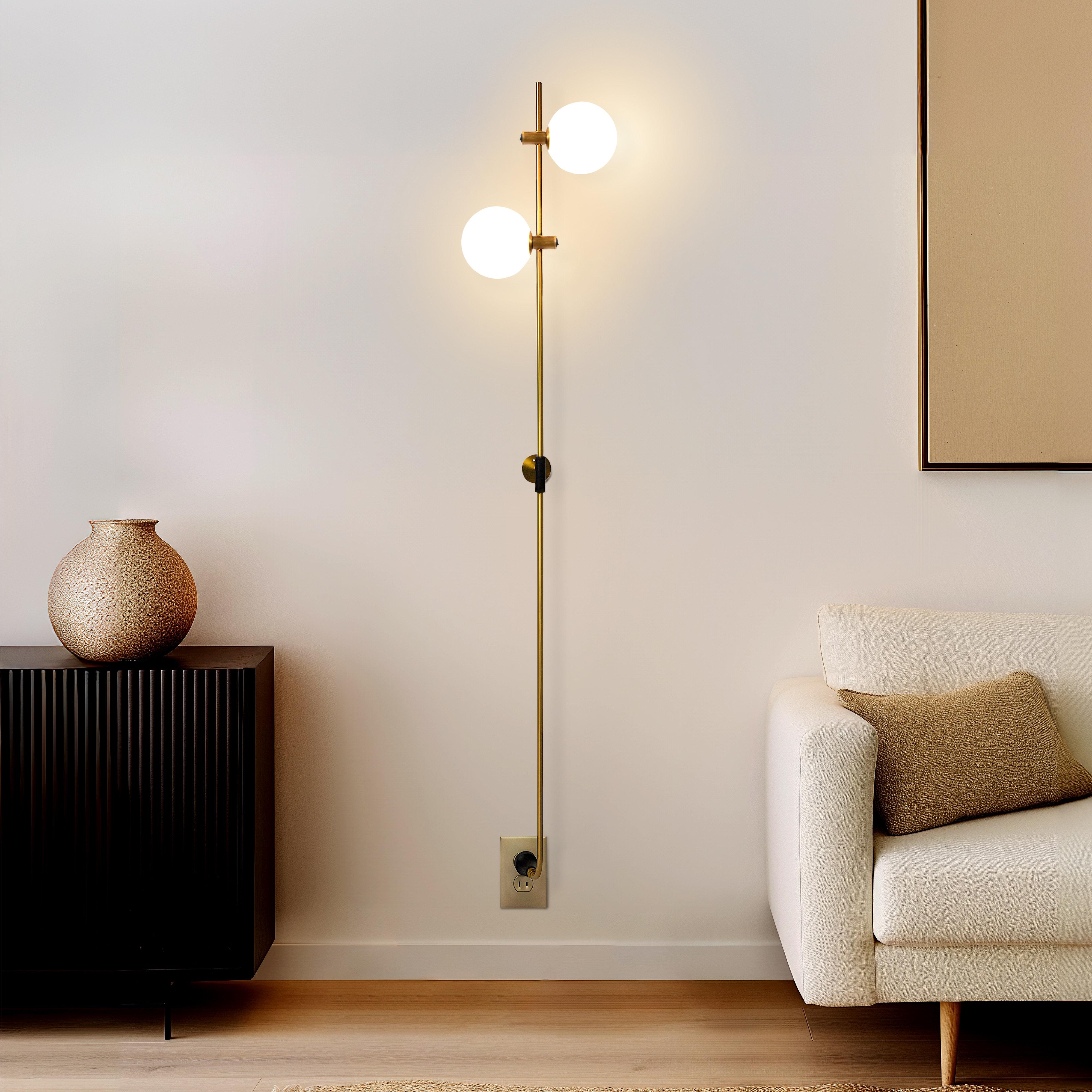 Brightech Equinox 62 in. Industrial Modern Wall Plug-In Sconce Lamp ...