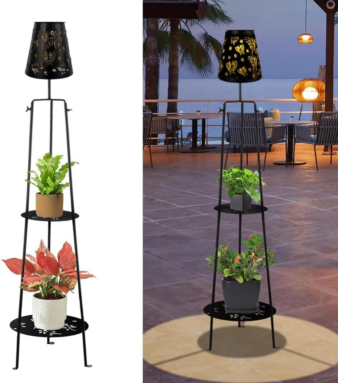 Kazoo Outdoor Solar Lamp, 2 Pack Solar Lights With Plant Stand ...
