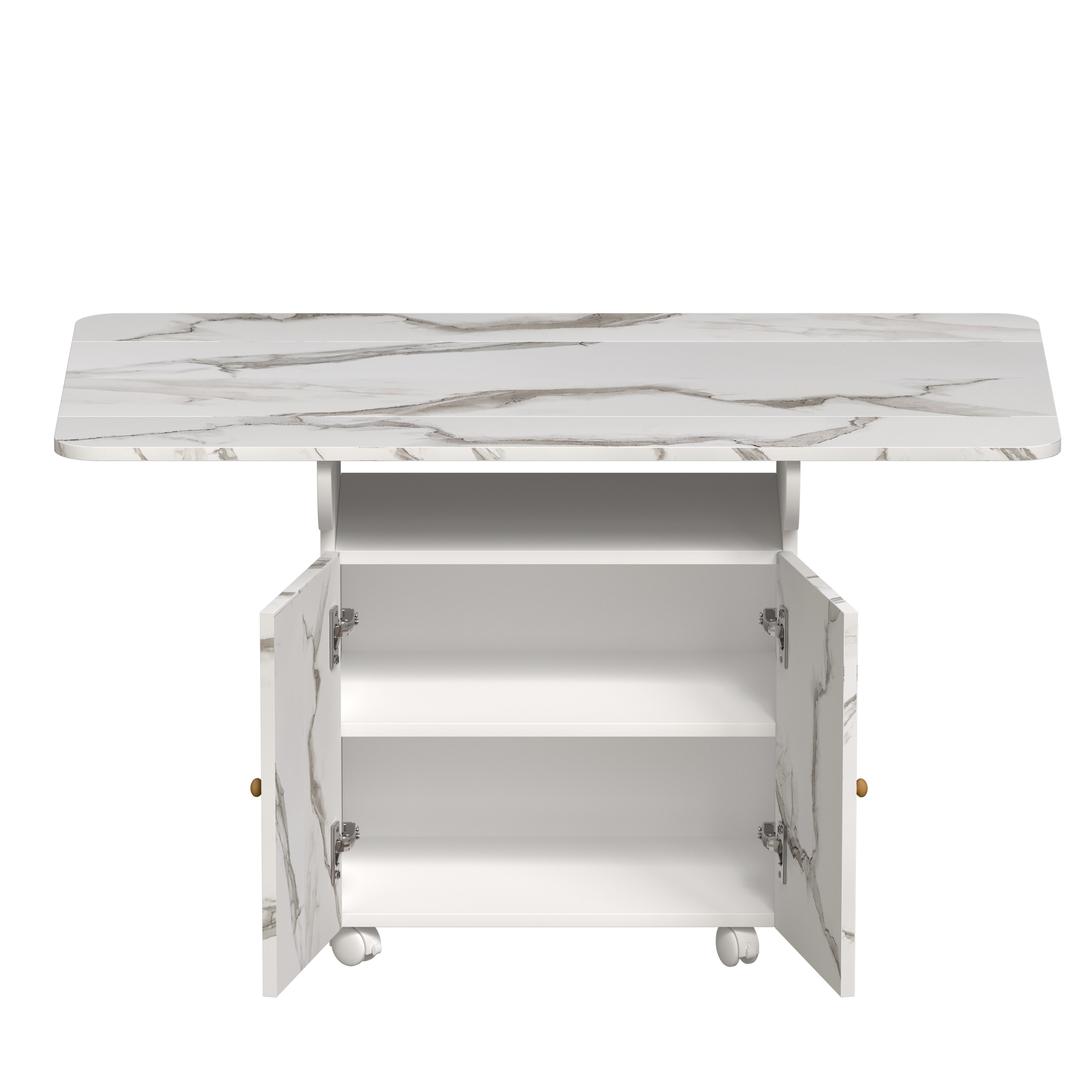 Ebern Designs 47" Folding Dining Table White Marble Colour Kitchen ...