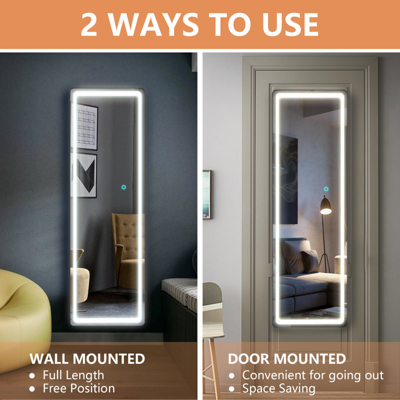 Orren Ellis Rectangle LED Metal Wall Mirror & Reviews | Wayfair